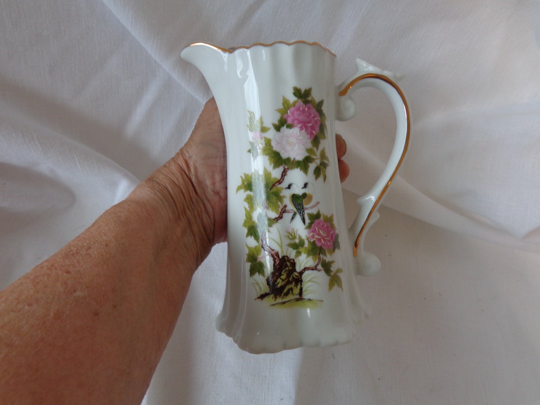 JAPANESE PORCELAIN PITCHER 7 Oriental Pitcher Floral and Bird Pitcher ...