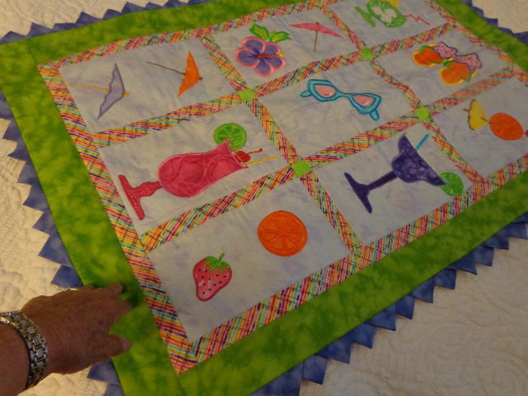 COCKTAIL TIME QUILT - 36"l X 25"w - Lap Quilt or Wall Quilt - Machine ...