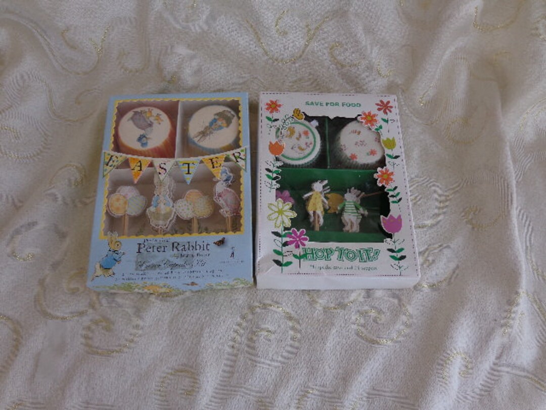 EASTER CUPCAKE KITS - Two Cupcake Kits - Bunnies and Flowers and Peter ...