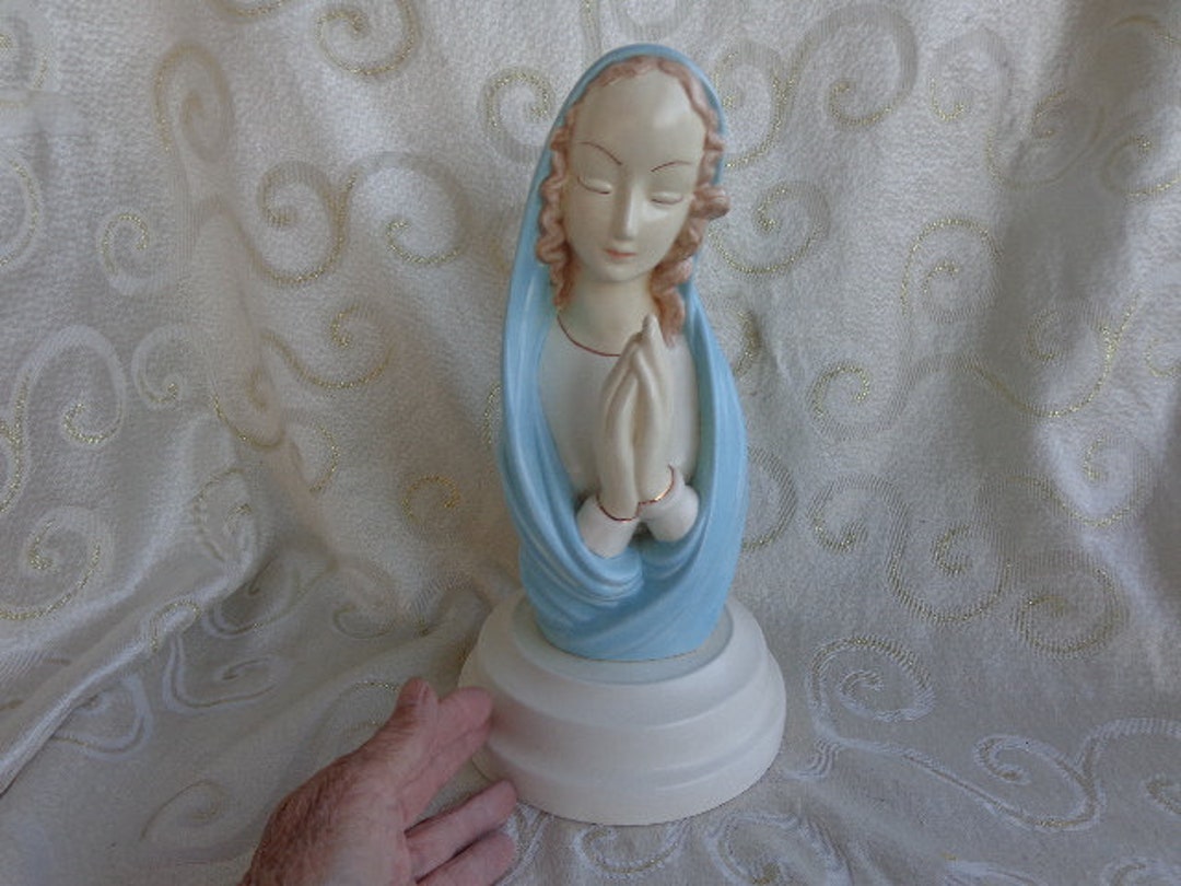LARGE VIRGIN MARY Figurine - 1964 - 12 12/2"h X 6 1/2" D - Ceramic ...
