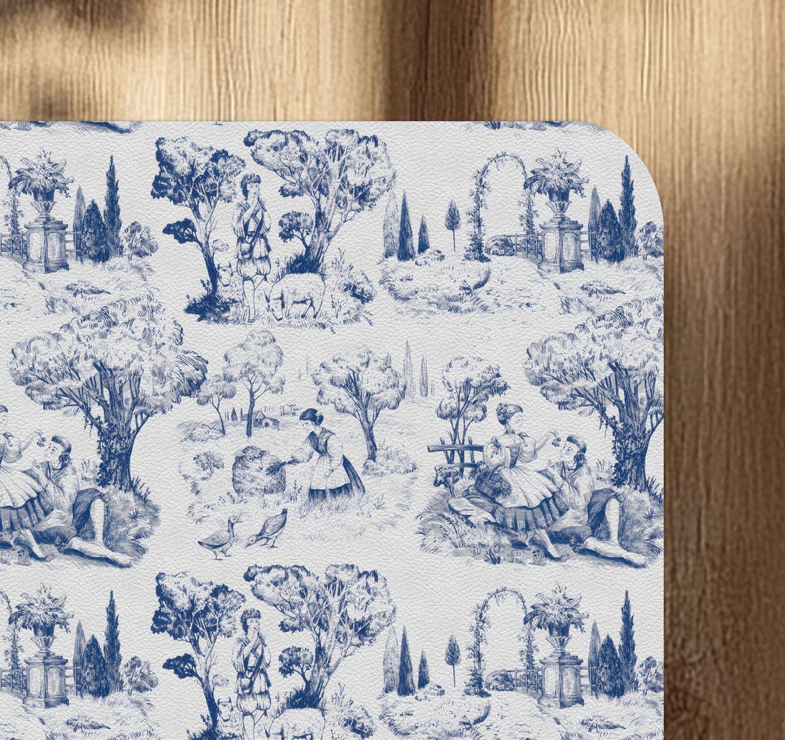 Toile de Jouy Chair Mat: French Pastoral Floor Protector - Etsy Portugal
