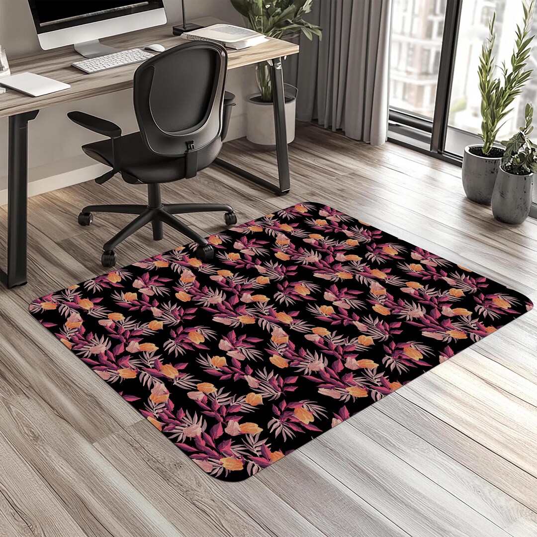 Floral Office Chair Mat, Hardwood & Carpet Protector, Home Office Decor ...