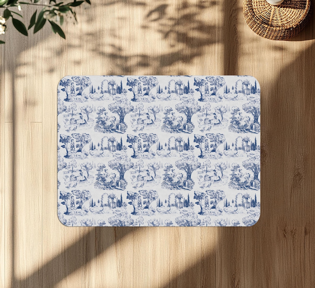 Toile de Jouy Chair Mat: French Pastoral Floor Protector - Etsy Portugal