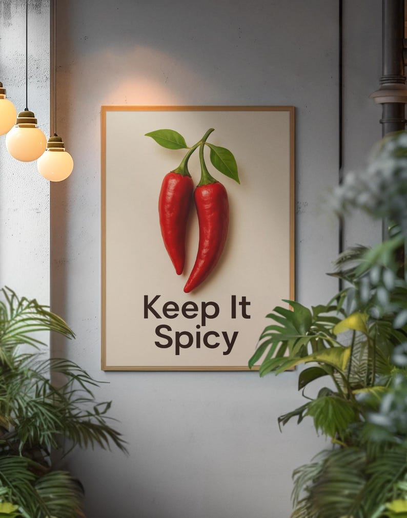 Minimalist Chili Pepper Art - 'keep It Spicy' Typography - Instant ...