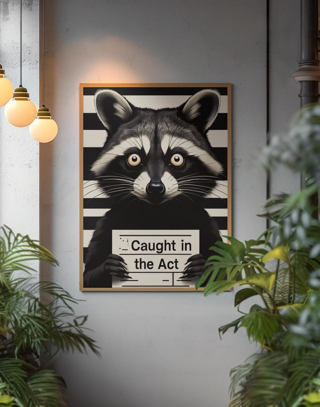 Poster Funny Raccoon Mugshot, Digital Animal Wall Art for Modern Decor ...