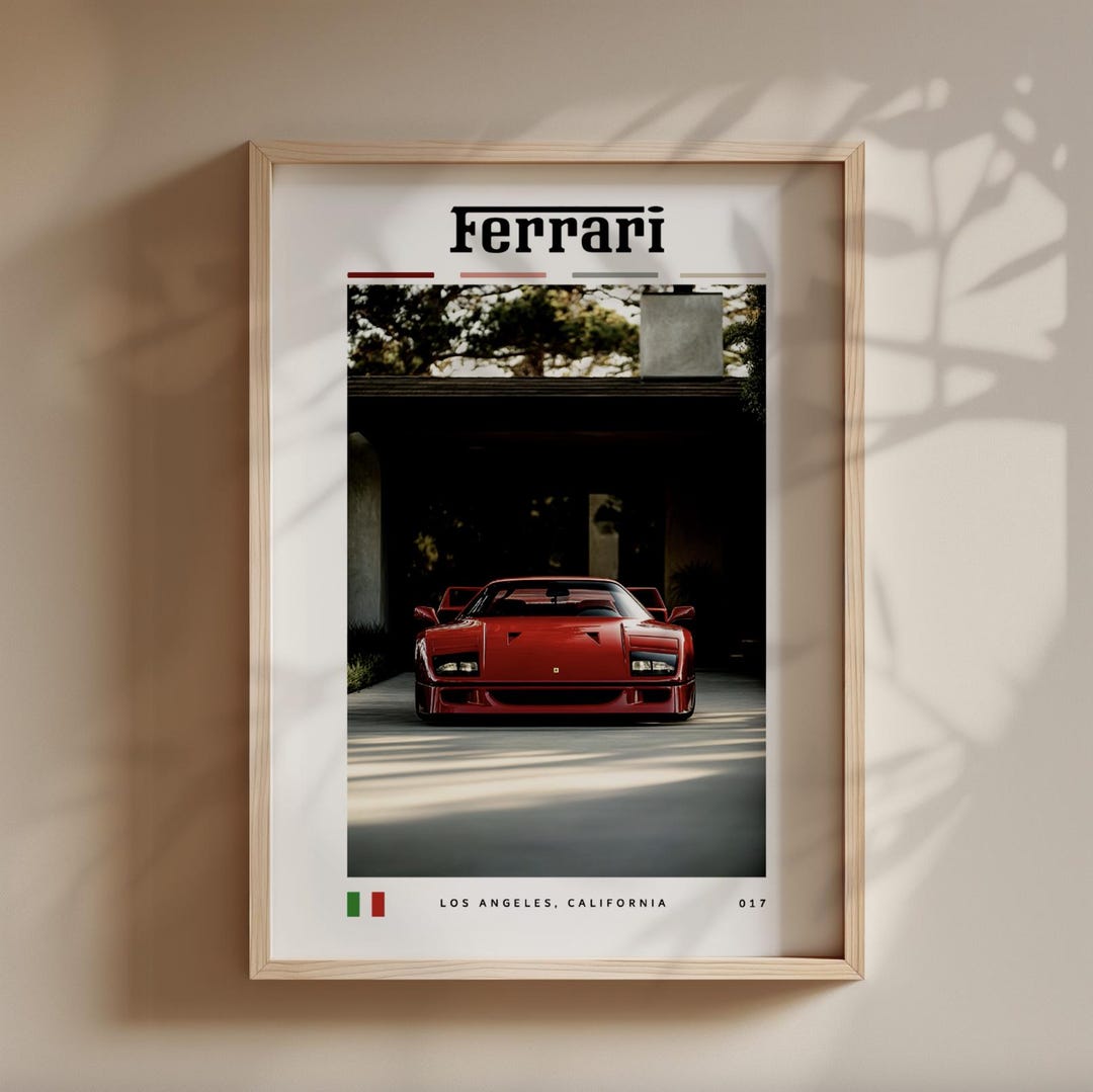 Ferrari F40 in Los Angeles Poster | Vintage Ferrari Print | Ferrari ...