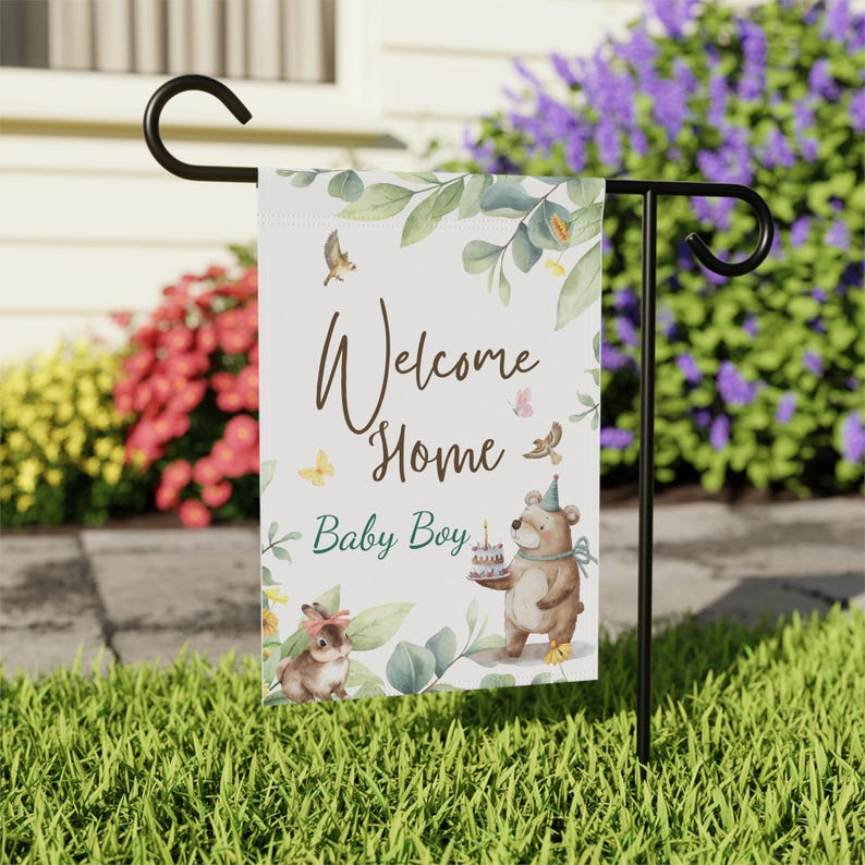 Whimsical Garden Banner, Welcome Home Baby Boy, Nursery Décor, Baby ...