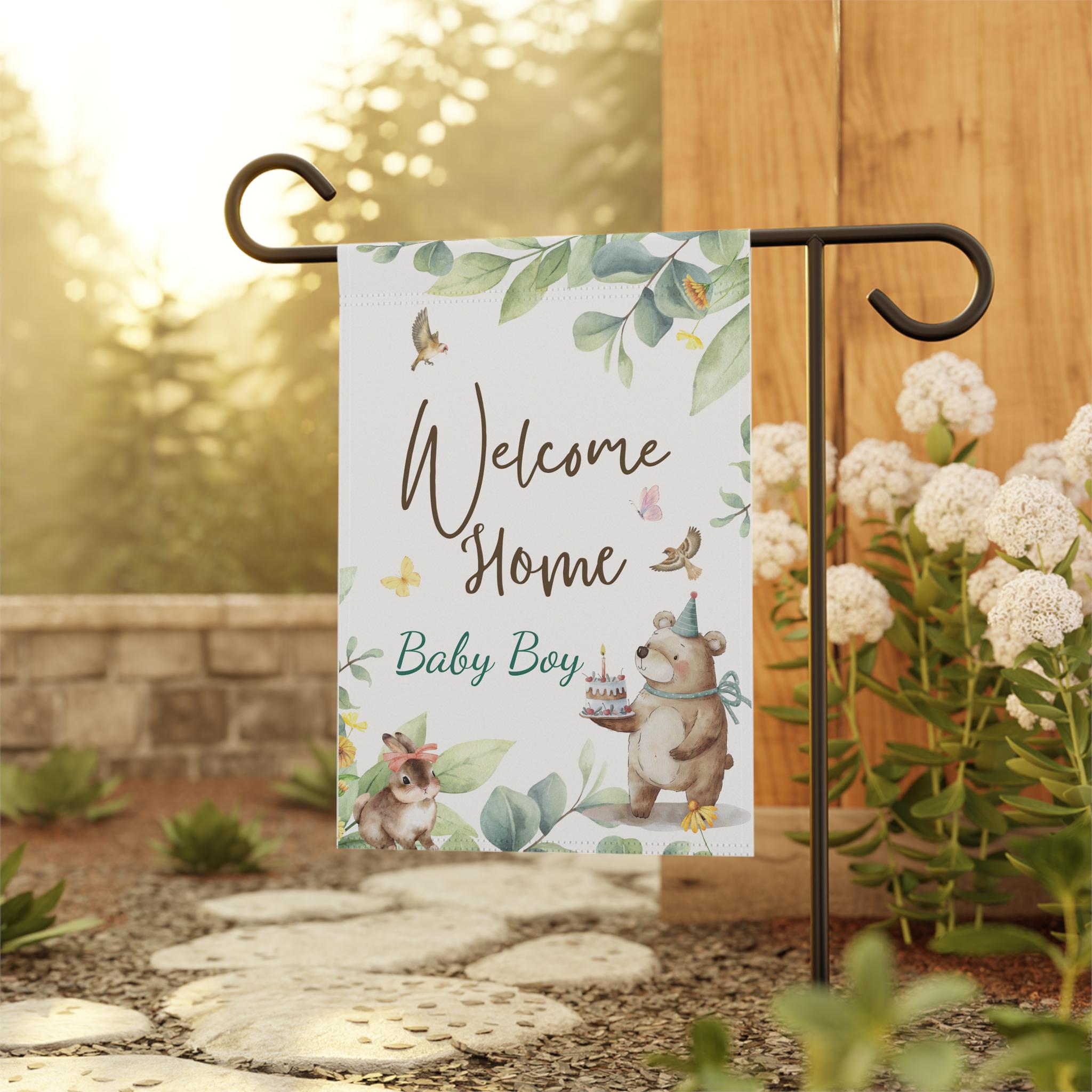 Whimsical Garden Banner, Welcome Home Baby Boy, Nursery Décor, Baby ...