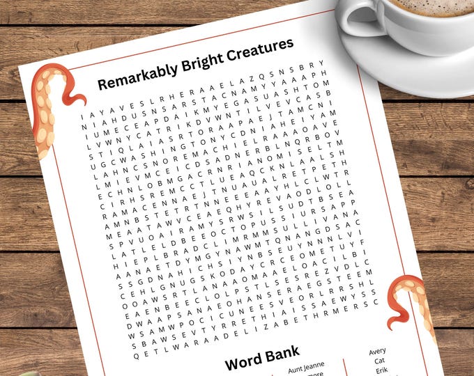 Remarkably Bright Creatures: Word Search - Etsy