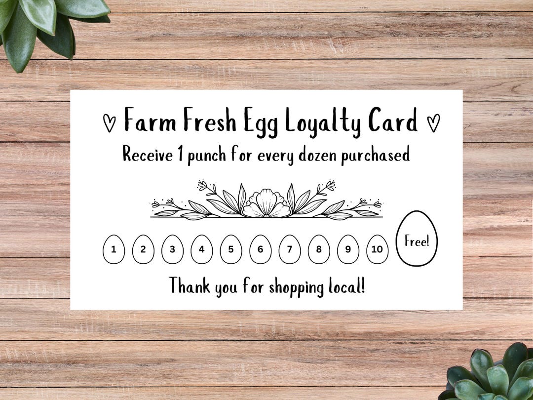 Farm Fresh Egg Loyalty Punch Cards - Etsy