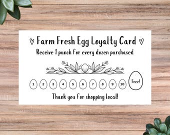 Farm Fresh Egg Loyalty Punch Cards - Etsy