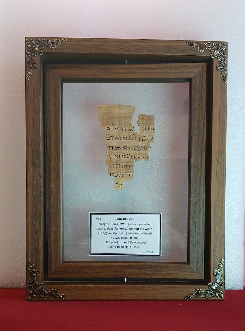 P52 Manuscript Replica. St John New Testament Papyrus. Bible Scripture ...