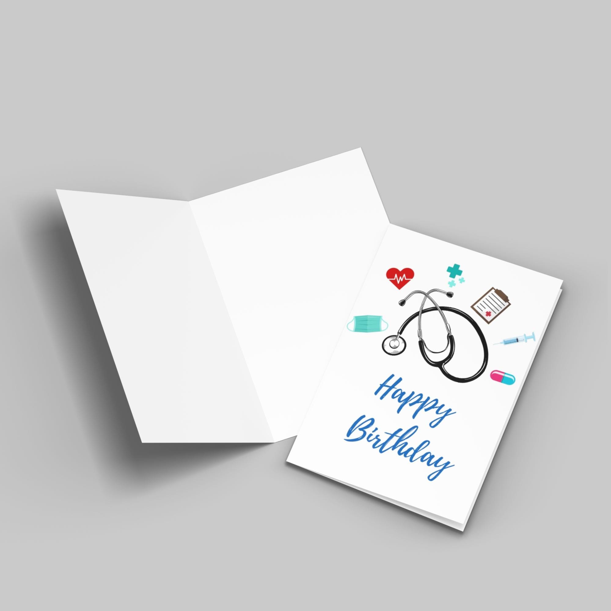 Stethoscope Birthday Card Printable - Nurse Doctor Healthcare Birthday ...