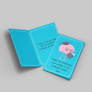 Funny Brain Thank You Card Printable - Mentor Teacher Professor ...