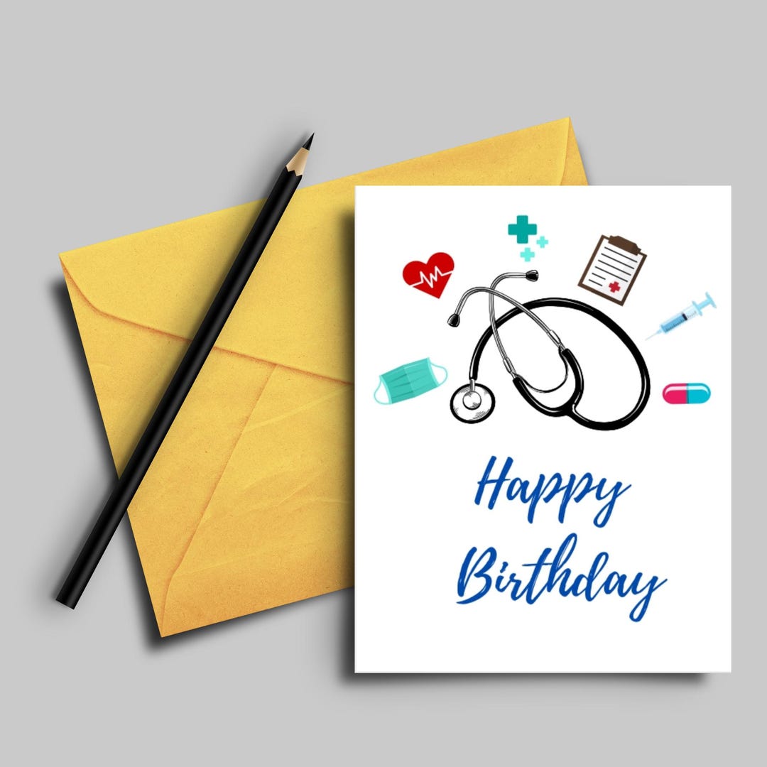 Stethoscope Birthday Card Printable - Nurse Doctor Healthcare Birthday ...