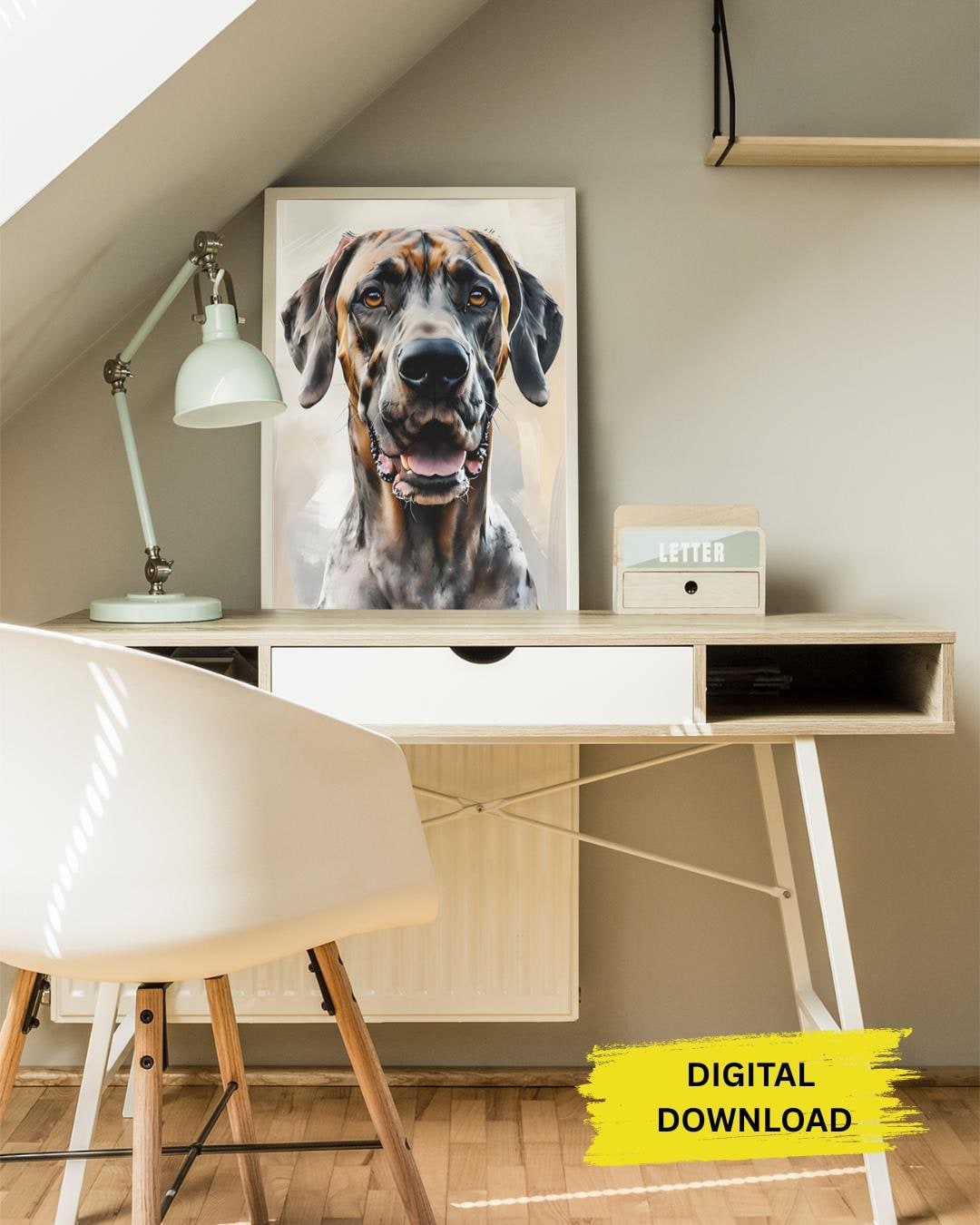Great Dane Digital Wall Art, Great Dane Watercolor, Great Dane Poster ...
