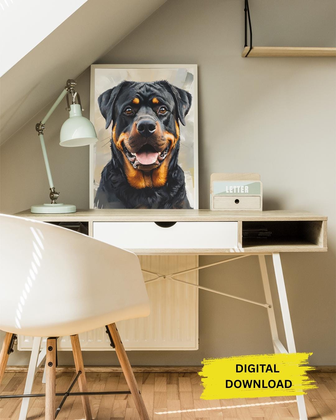 Rottweiler Watercolor Digital Art, Dog Digital Poster, Rottweiler Art ...