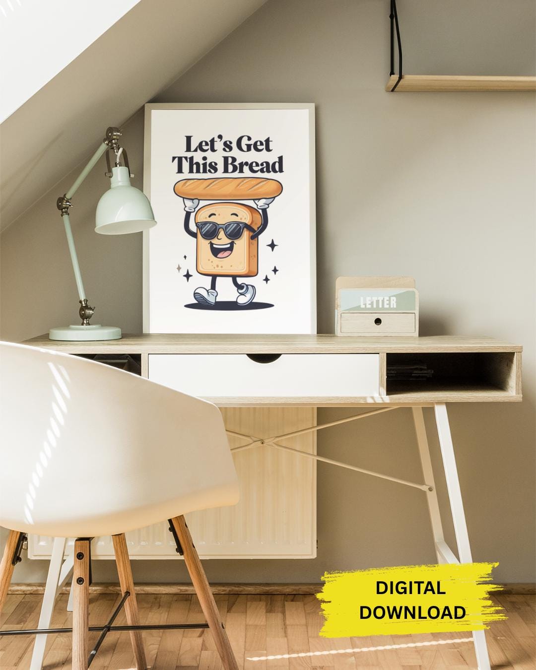 Retro Mascot PRINTABLE Poster, Let's Get This Bread, Motivational ...