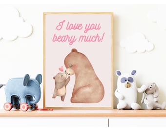 I Love You Beary Much Nursery Decor, PRINTABLE Wall Art, DIGITAL ...