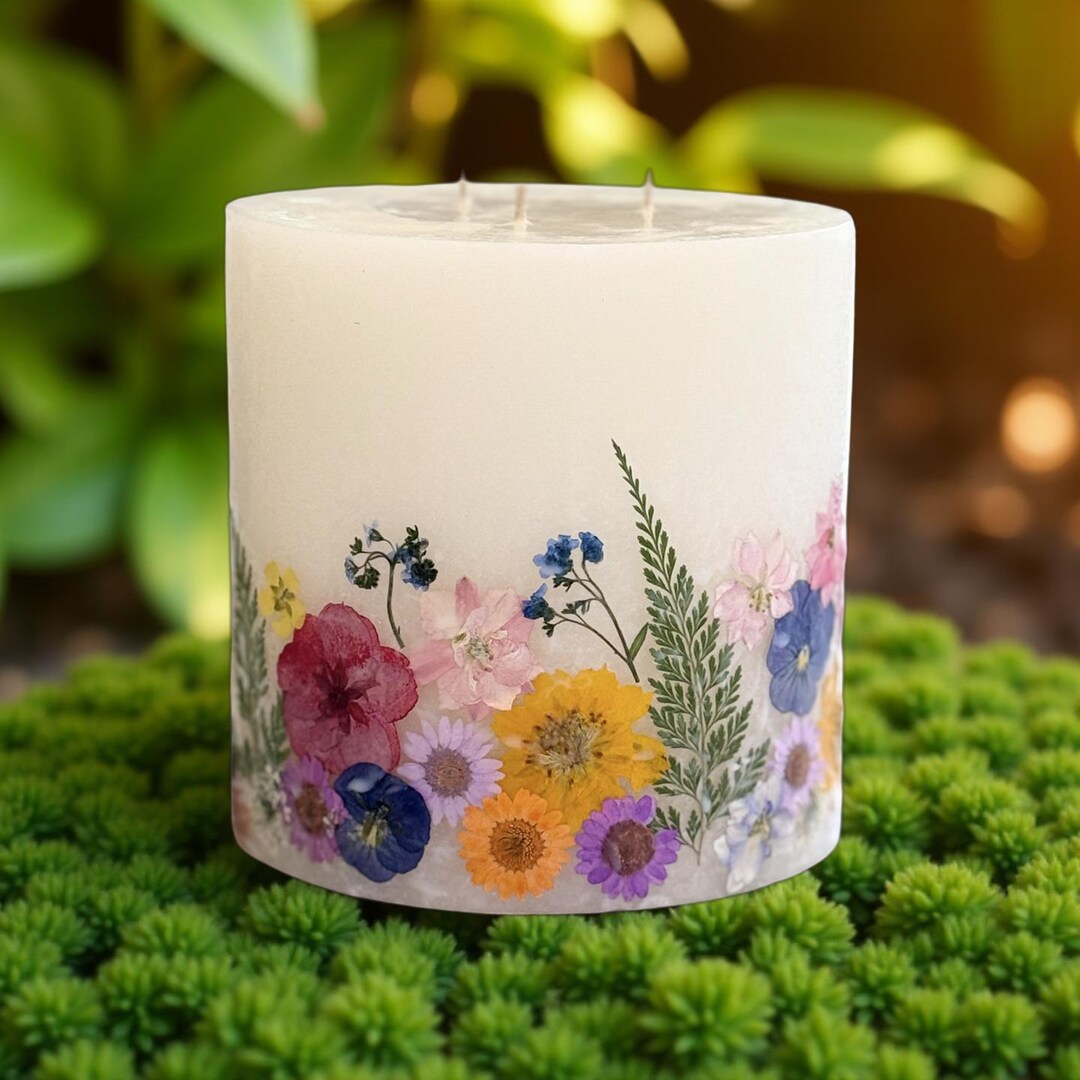 Floral Botanical Pillar Candle: Jasmine Orange Blossom Scent, 6x6" - Etsy