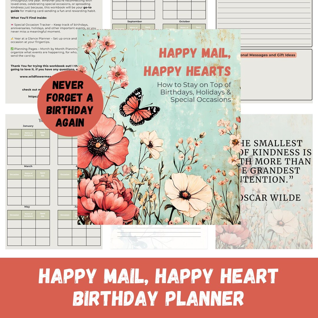 Botanical Birthday Tracker Printable | Getting Things Done | Special ...