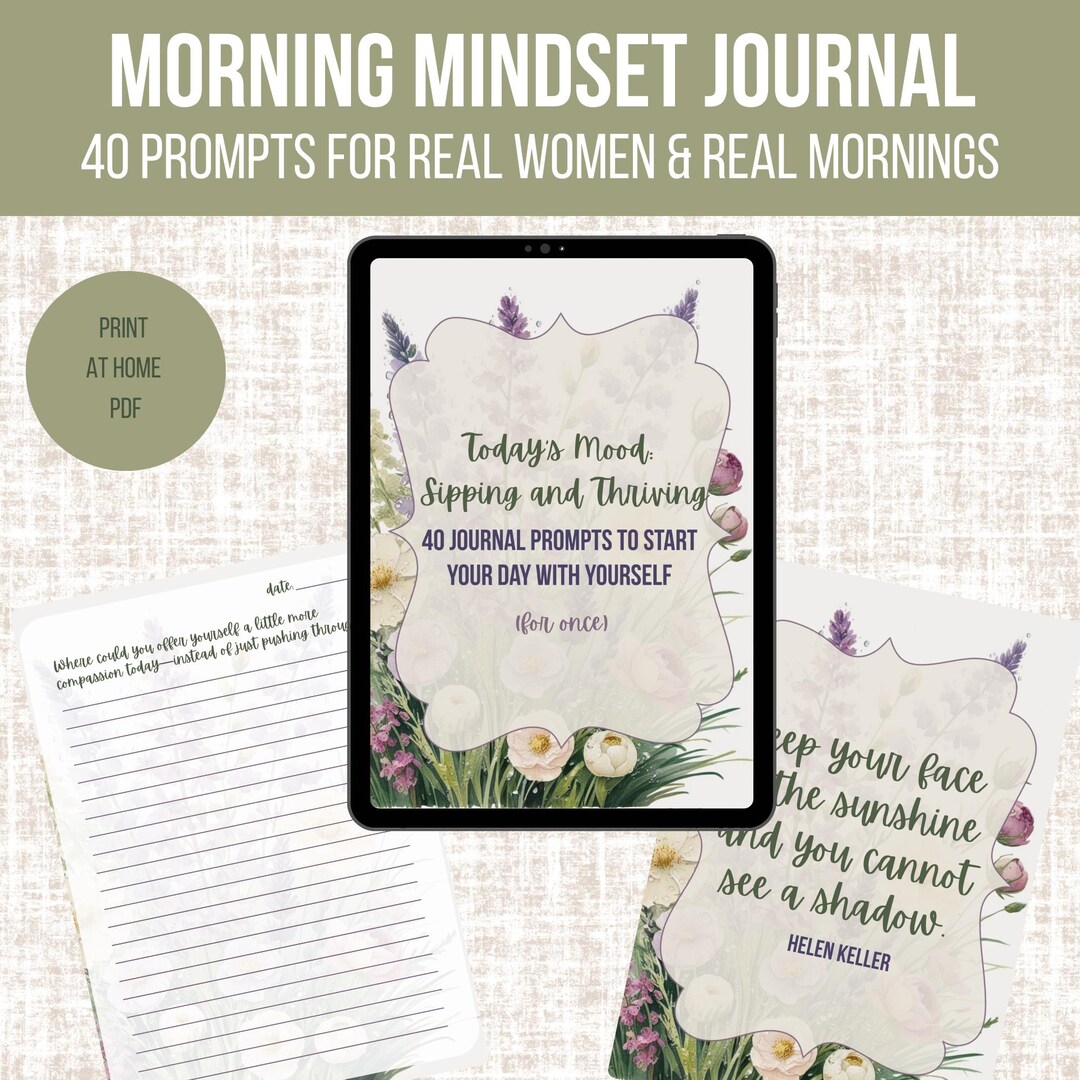 Morning Mindset Journal Printable | 40 Daily Prompts for Women | Self ...