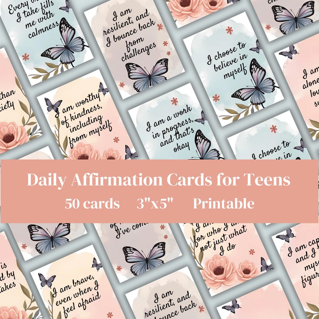 Printable Positive Affirmation Cards for Teens | Daily Motivational ...