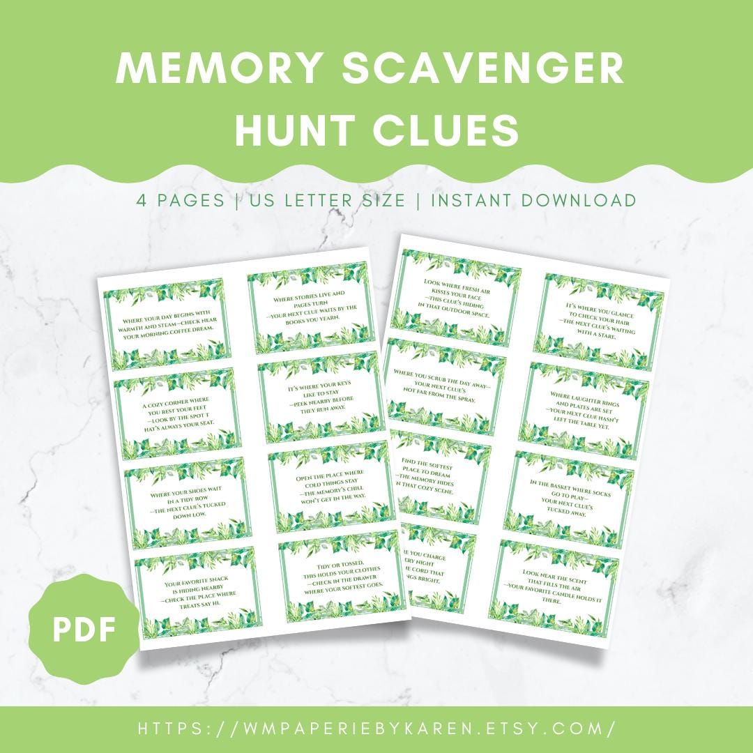 Printable Memory Scavenger Hunt | DIY Surprise Game | DIY Family ...