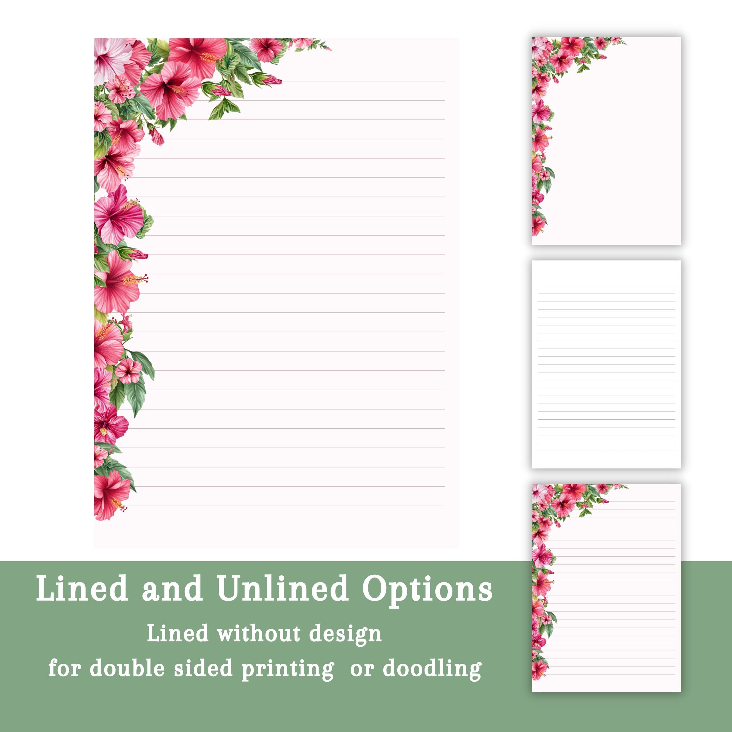 Printable Floral Stationery Set – Tropical Hibiscus Letter Writing ...