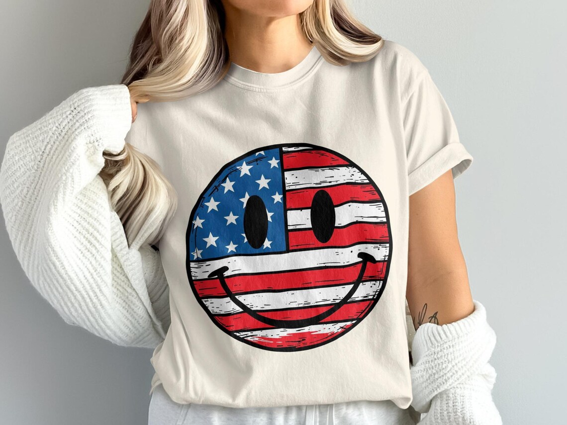American Flag Smiley, Patriotic Smiley Png, USA Flag Png, 4th of July ...