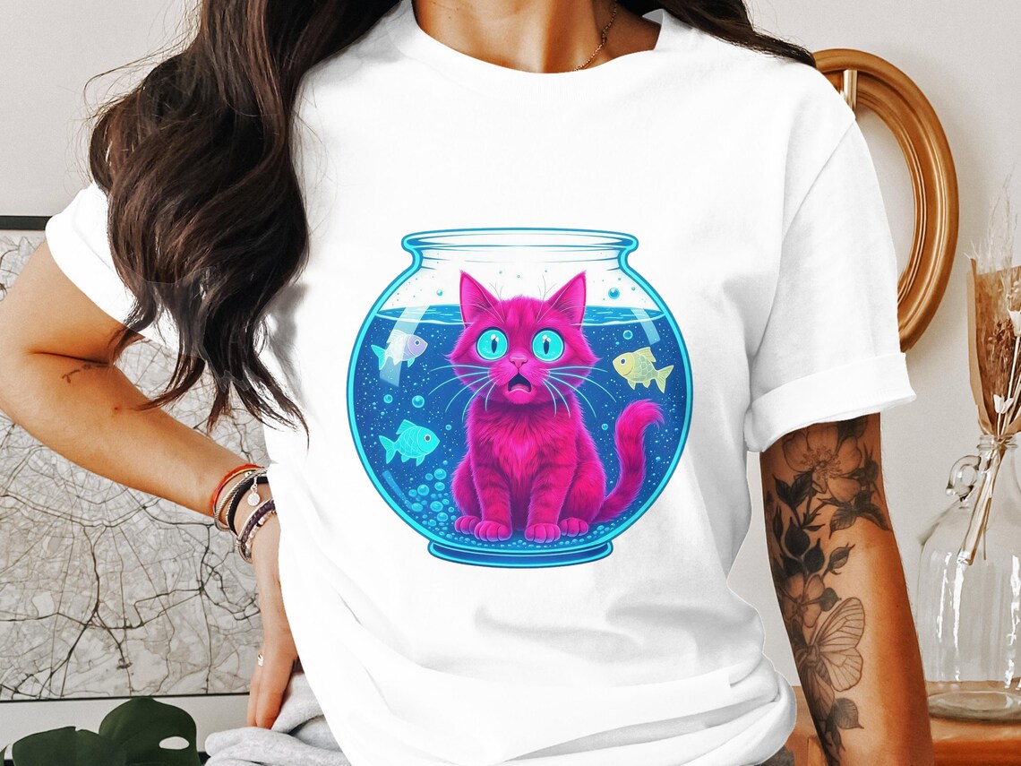 Pink Cat PNG, Fishbowl Png, Shocked Cat, Funny Cat Png, Pet Png, Pet ...