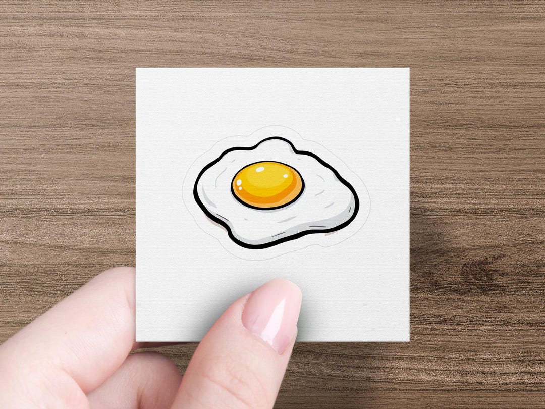 Cute Fried Egg Sticker, Funny Egg Vinyl Sticker, Breakfast Lover Gift ...