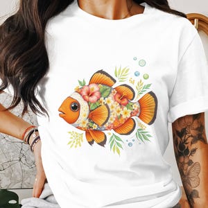 Floral Clownfish Png,tropical Fish Clipart, Ocean Png, Fish Png, Boho ...