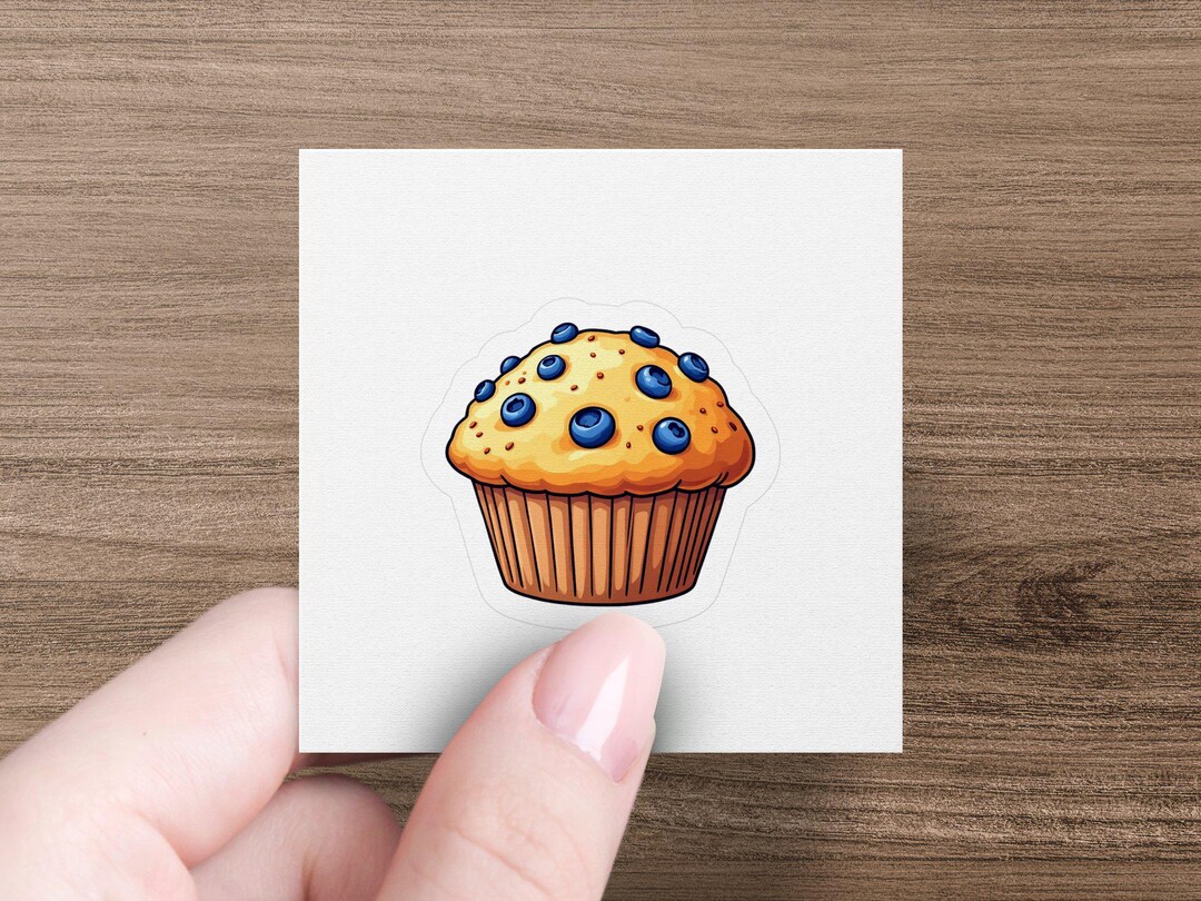 Cute Blueberry Muffin Sticker, Food Sticker, Fun Kitchen Decor, Laptop ...