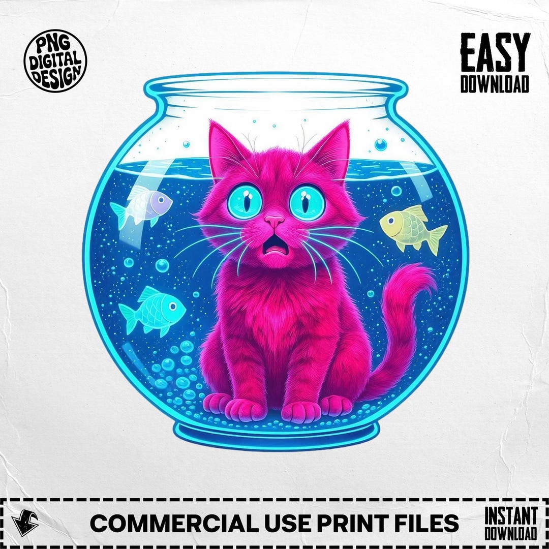 Pink Cat PNG, Fishbowl Png, Shocked Cat, Funny Cat Png, Pet Png, Pet ...
