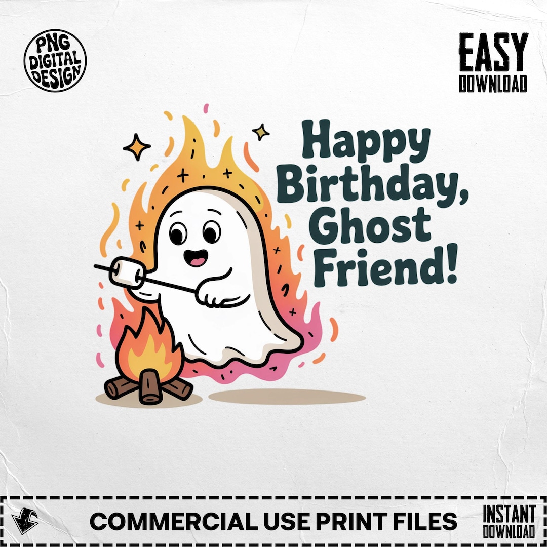 Happy Birthday Ghost Png, Ghost Friend Png, Marshmallow Png, Campfire ...