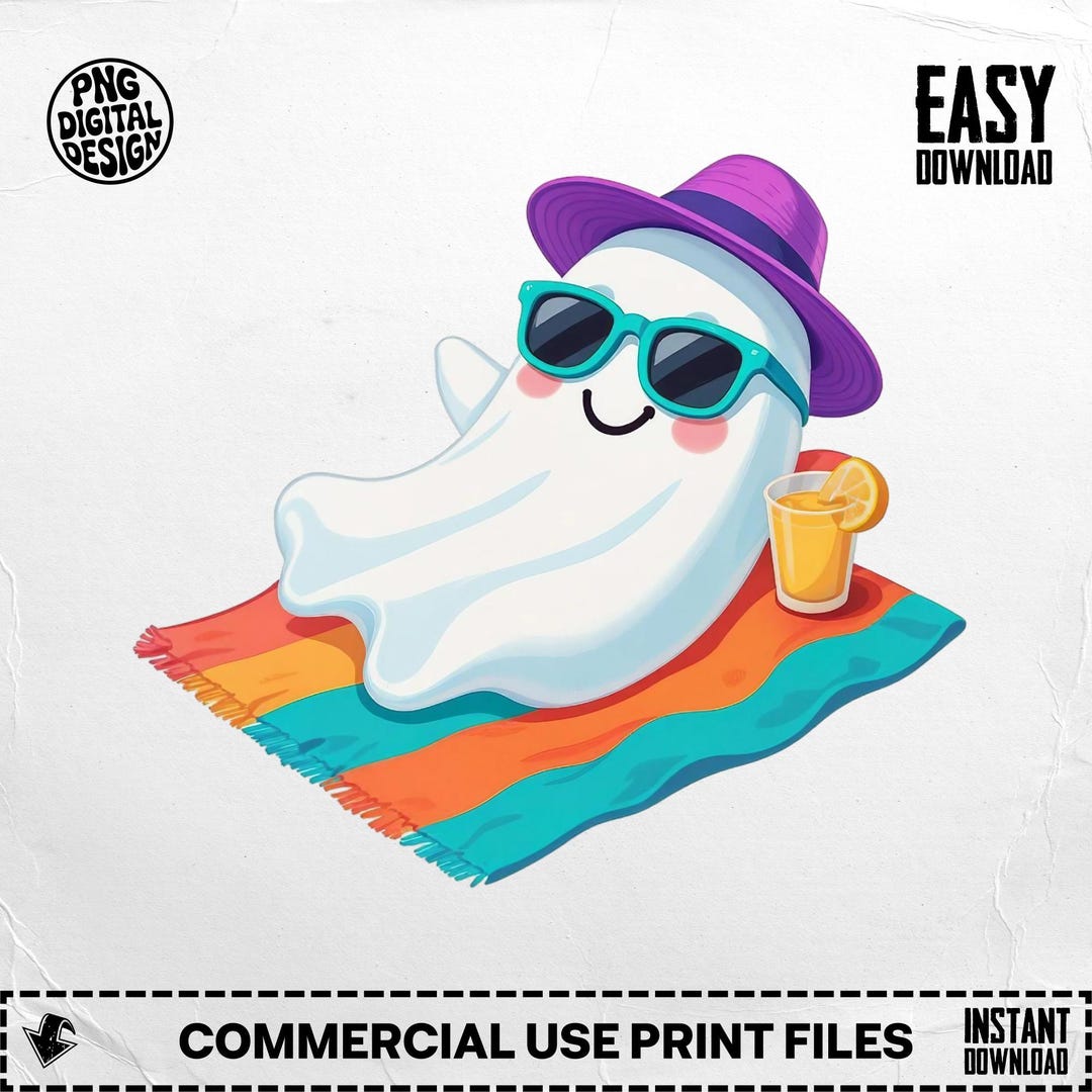 Summer Ghost Png, Beach Ghost Clipart, Ghost Png, Sunglasses, Purple ...