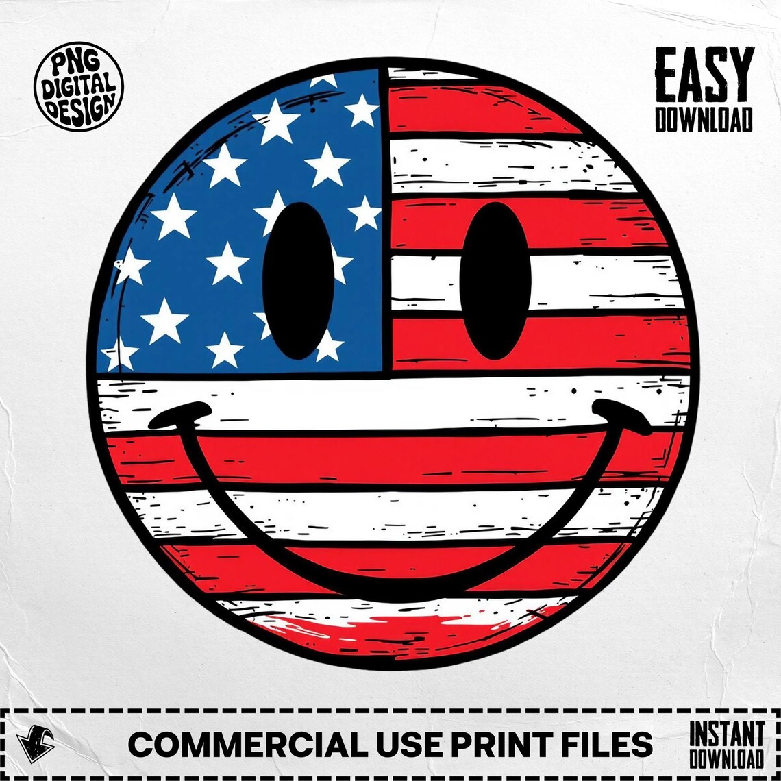 American Flag Smiley, Patriotic Smiley Png, USA Flag Png, 4th of July ...