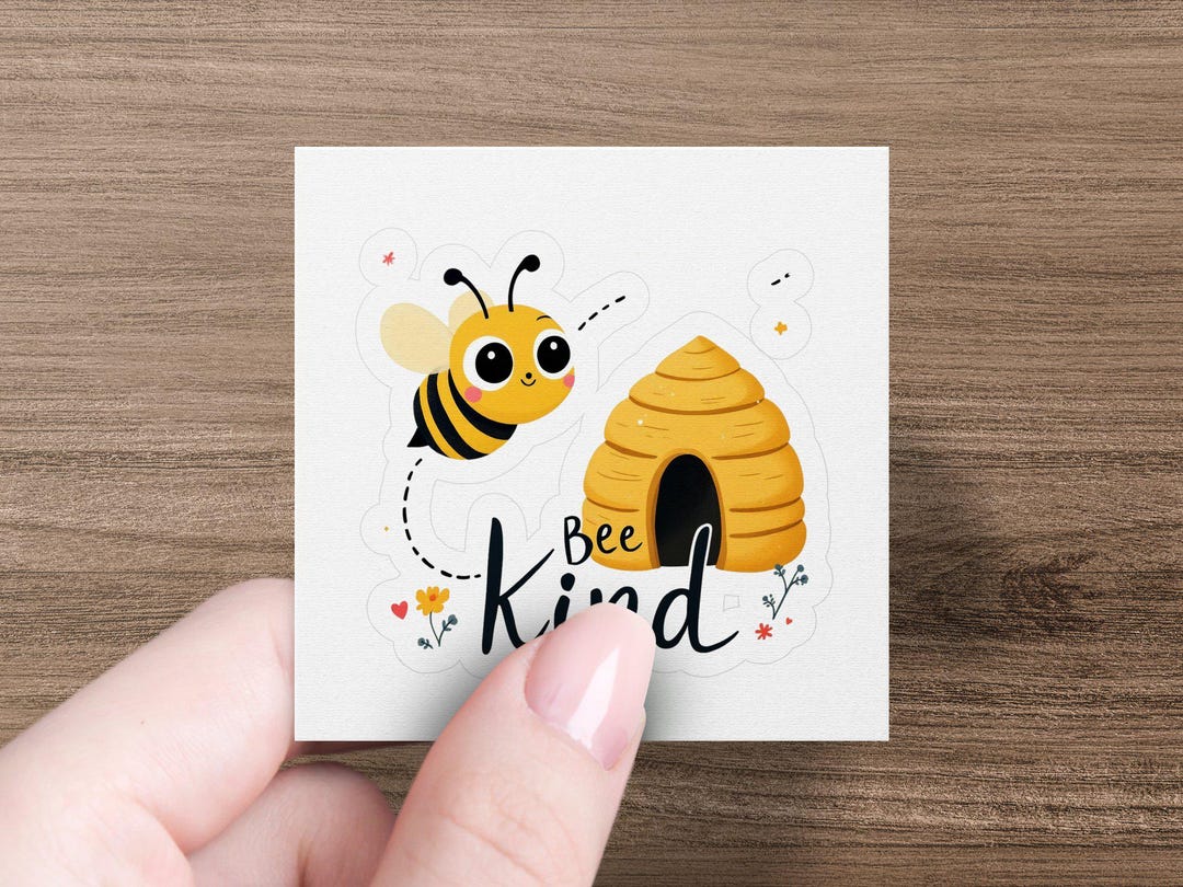Cute Bee Kind Sticker, Inspirational Bumblebee and Beehive Decal ...