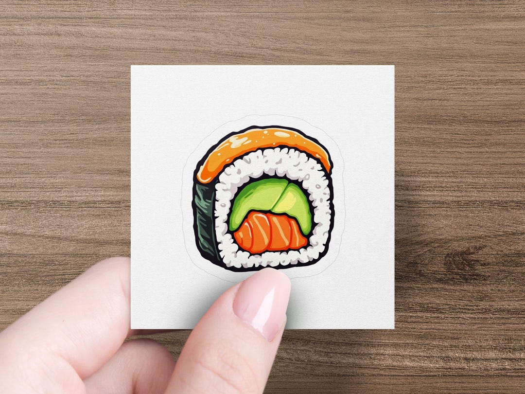 Cute Sushi Roll Sticker, Kawaii Food Sticker, Fun Snack Decal, Japanese ...