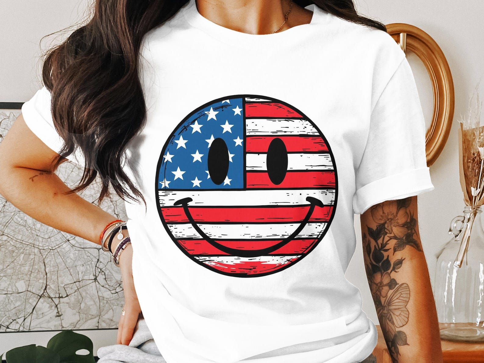American Flag Smiley, Patriotic Smiley Png, USA Flag Png, 4th of July ...
