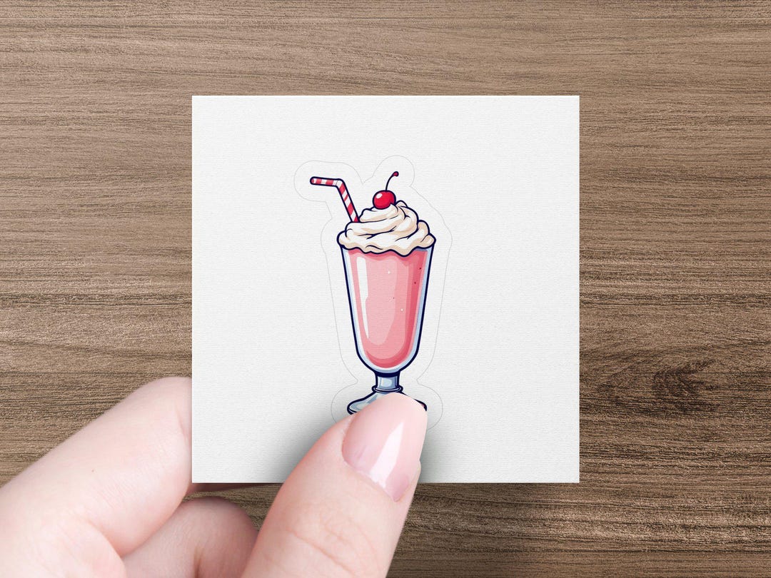 Cute Milkshake Sticker, Cartoon Dessert Sticker, Fun Food Sticker ...