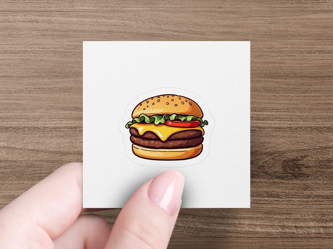 Funny Burger Sticker, Cute Cheeseburger Decal, Food Lovers Gift, Laptop ...