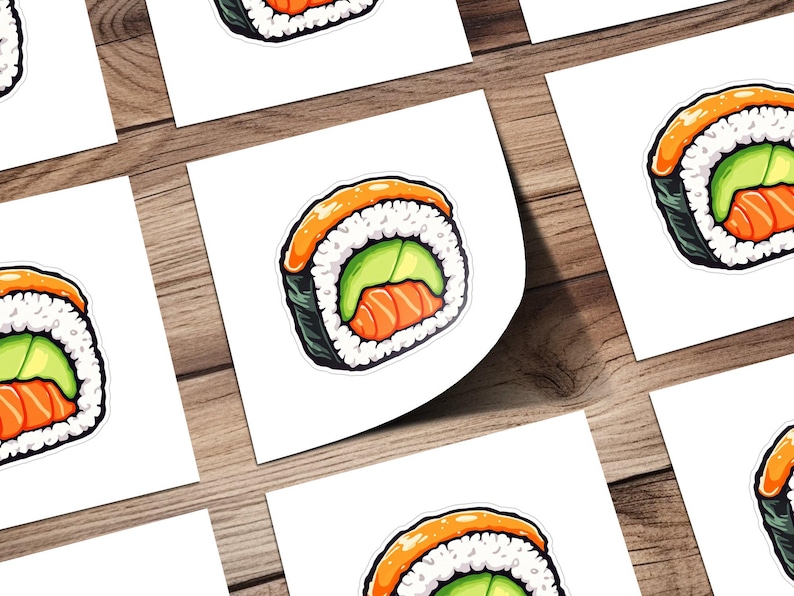 Cute Sushi Roll Sticker, Kawaii Food Sticker, Fun Snack Decal, Japanese ...