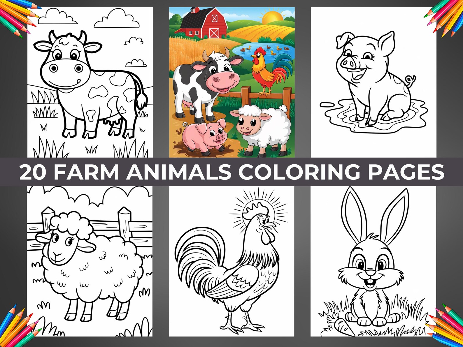 Farm Animals Coloring Pages for Kids | Printable Farm Animal Activity ...