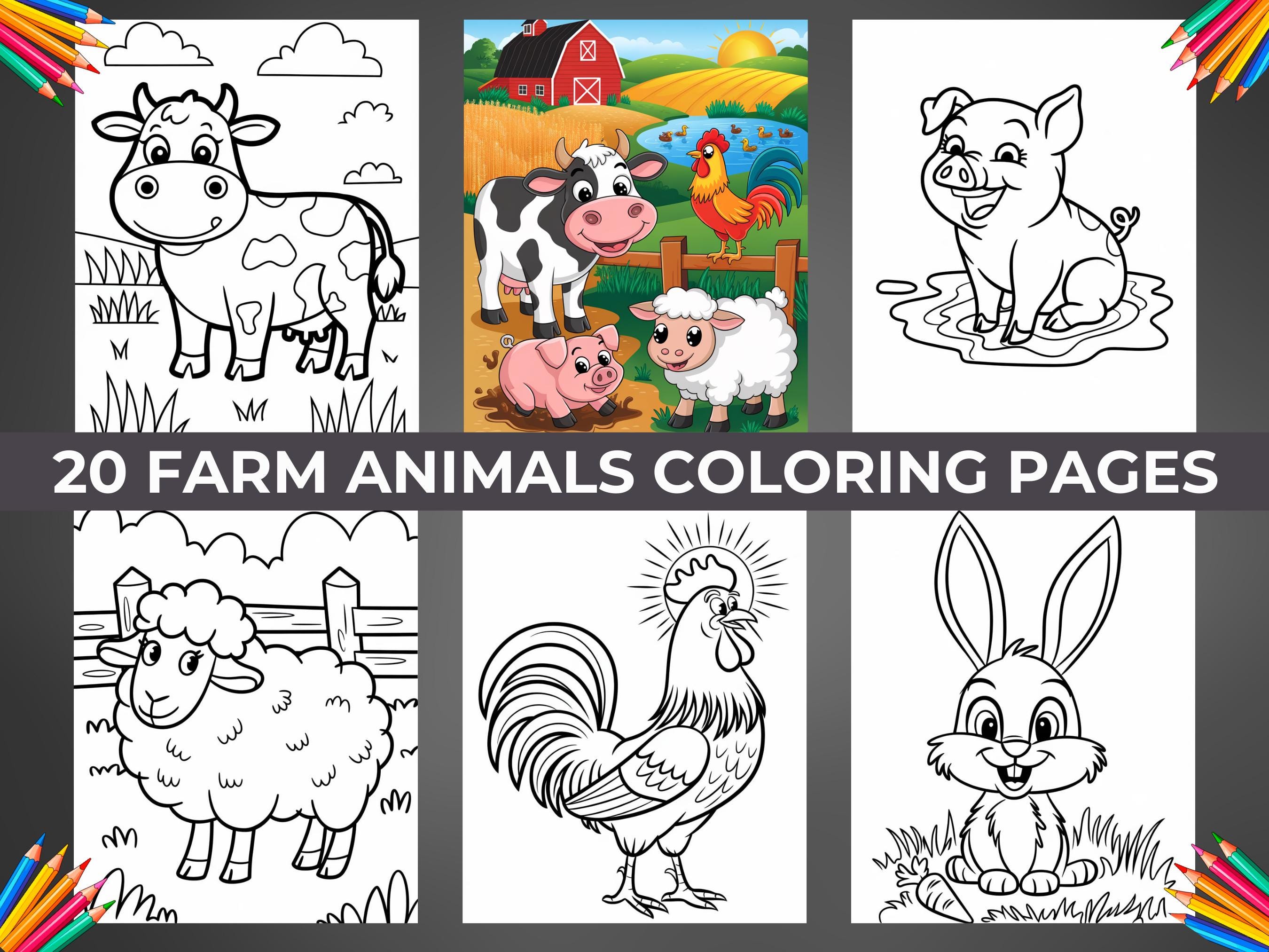 Farm Animals Coloring Pages for Kids | Printable Farm Animal Activity ...