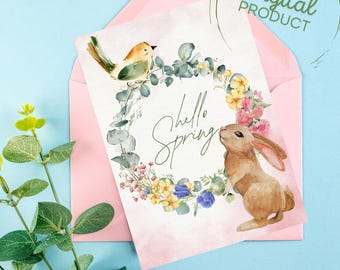 Hello Spring Greeting Card - Etsy