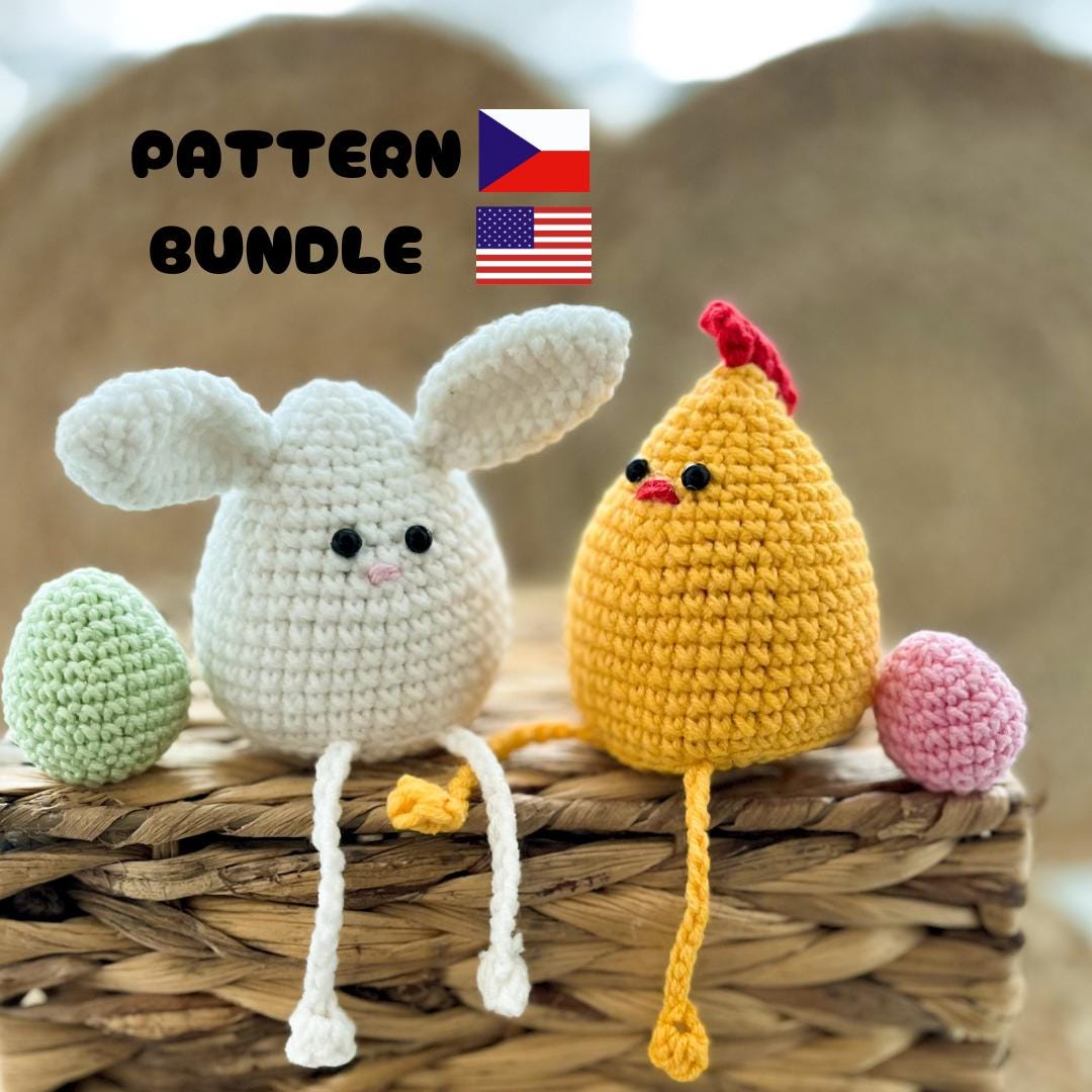 BUNDLE Crochet Easter Egg Bunny, Amigurumi Pattern, Crochet Easter Egg Chicken, Crochet Bunny ...