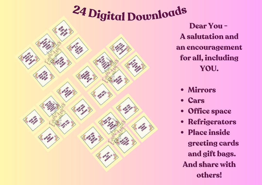 24 Dear You Note Brand Encouragement Cards| Inspirational Notes ...