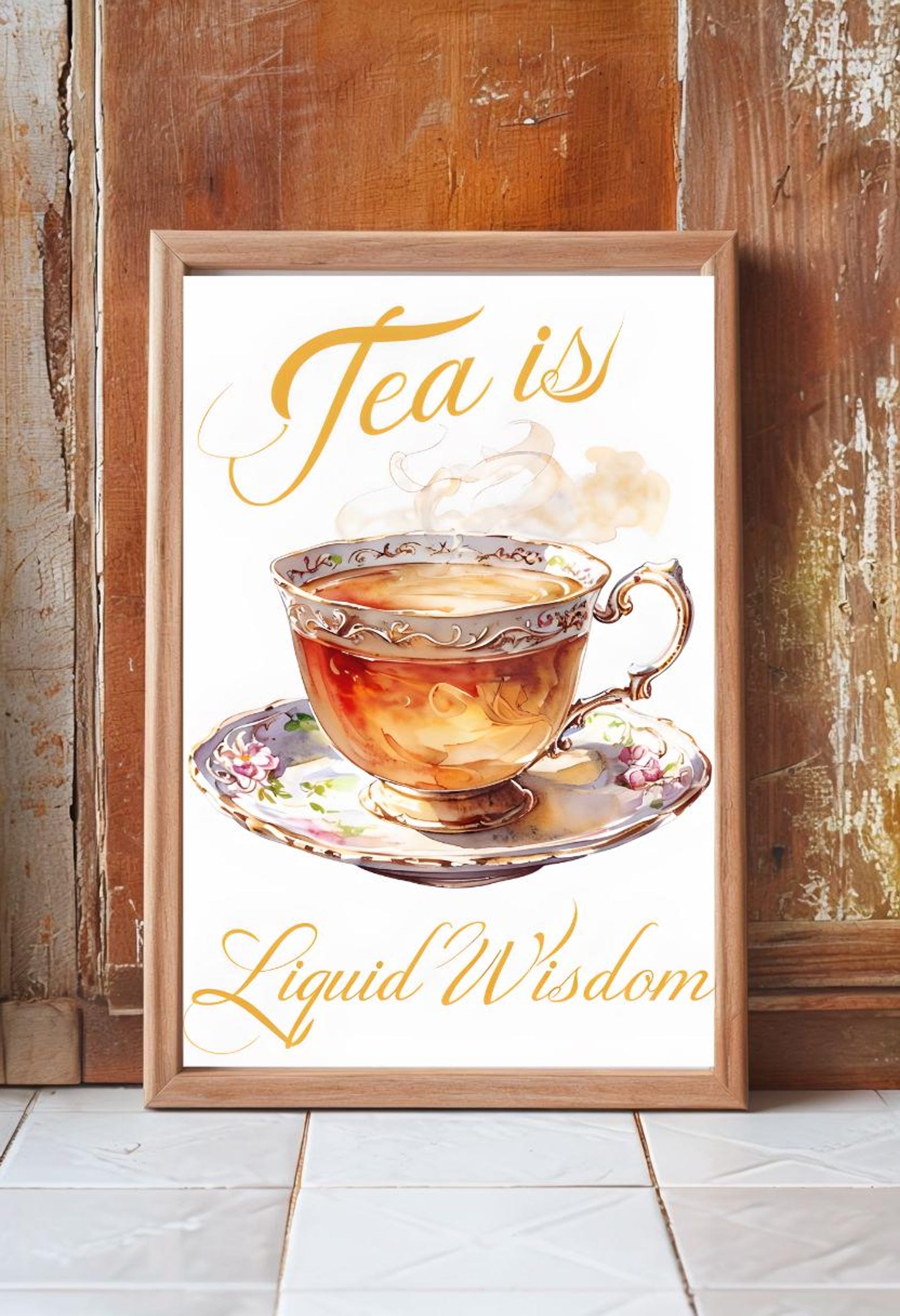 Retro Style Tea Cup Poster. Elegant Tea Cup Print. Digital Download ...